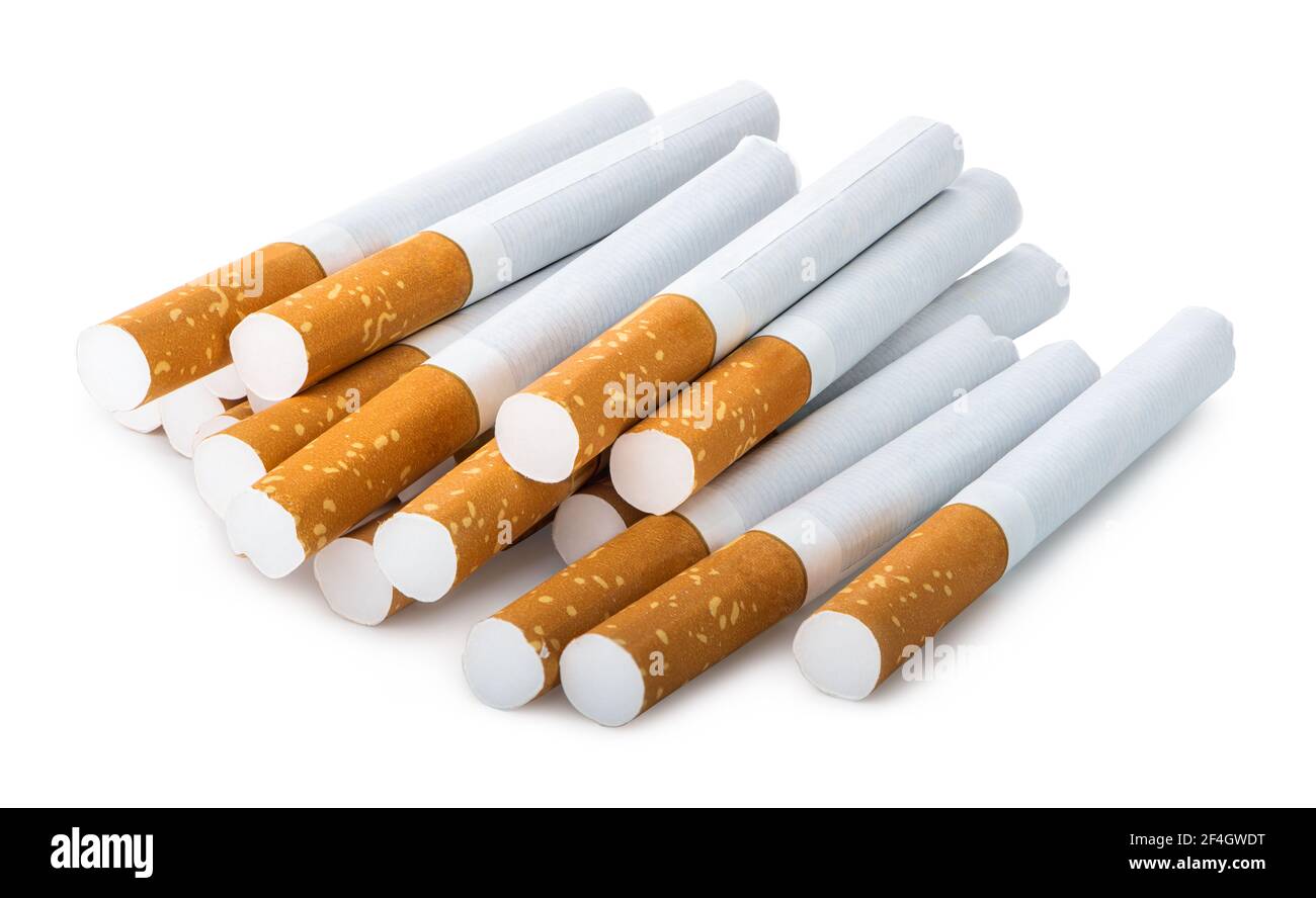 Pile of filtered cigarettes isolated on a white background Stock Photo ...