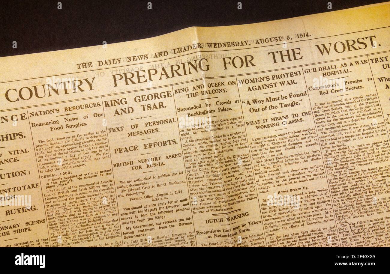 1914 war newspaper hi-res stock photography and images - Alamy