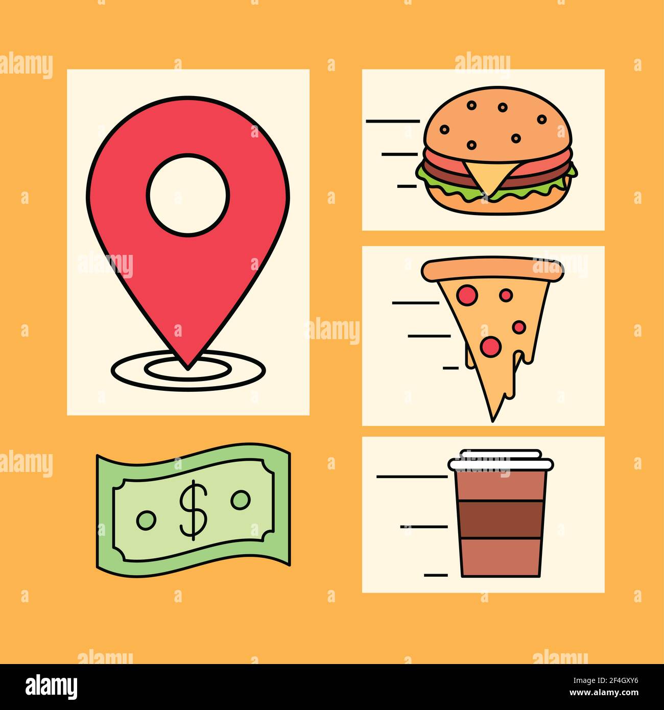 delivery payment food tracking set Stock Vector Image & Art - Alamy