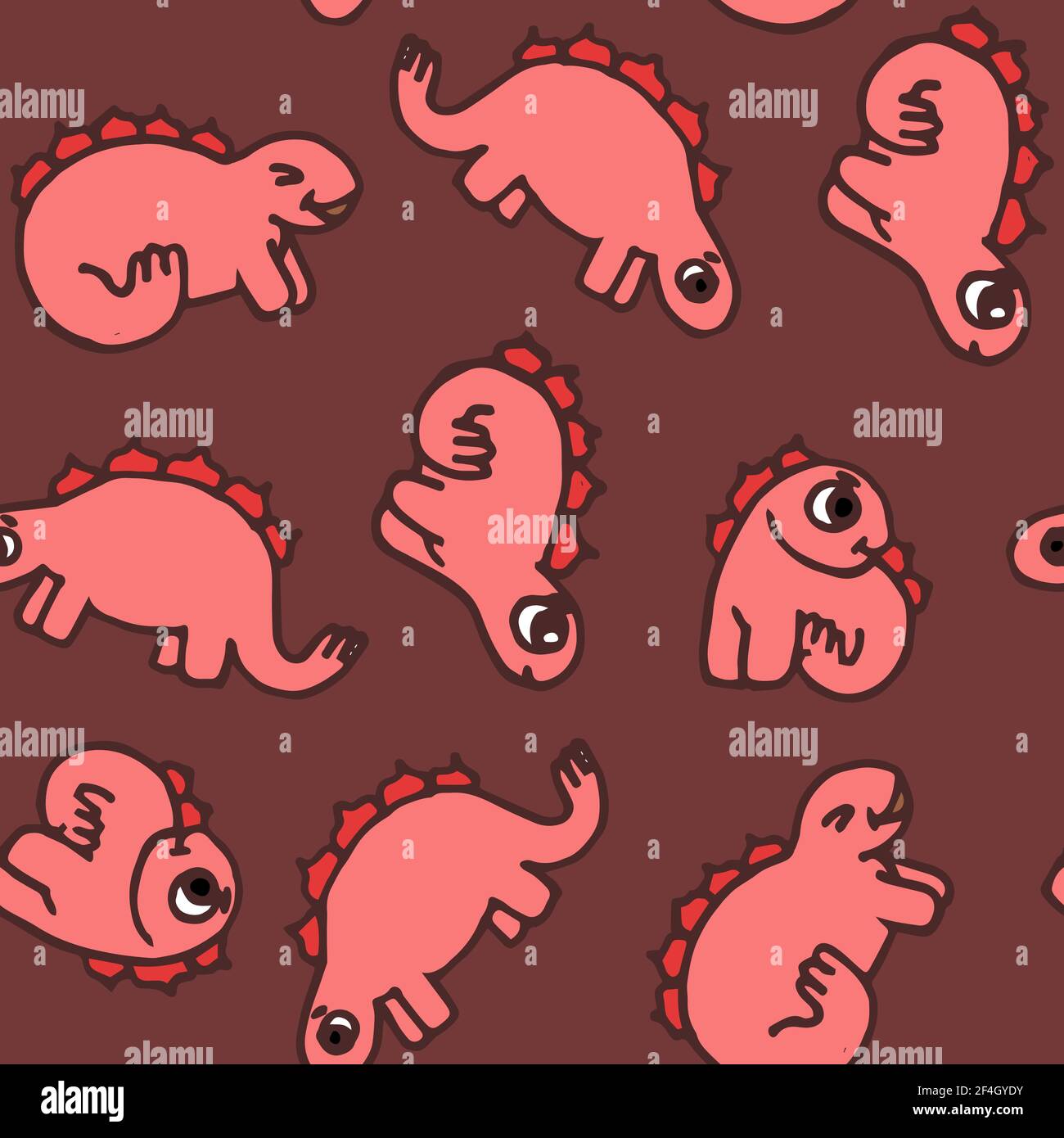 Cheerful funny dinosaur. Seamless dino illustration. Cartoon sketch ...