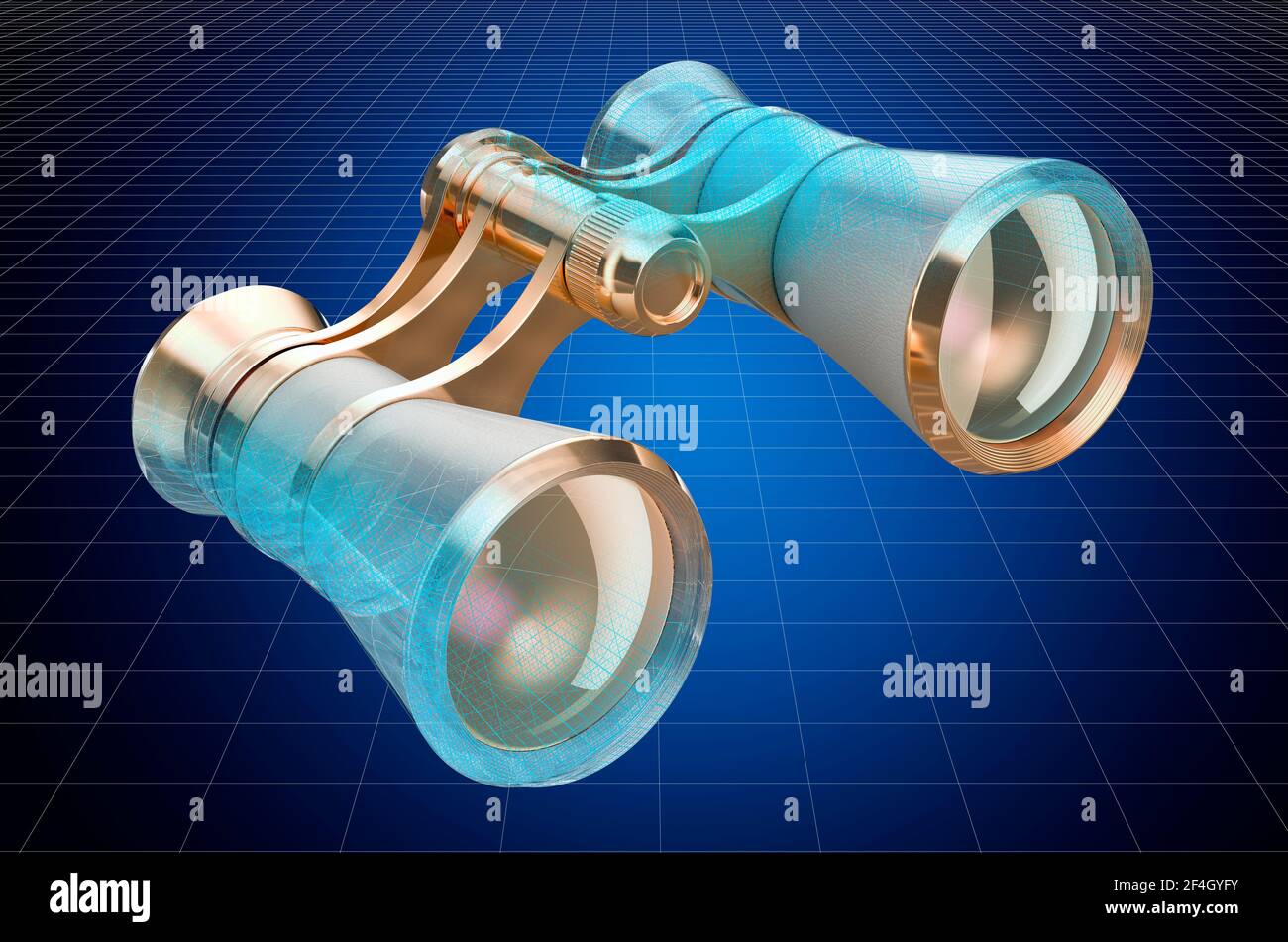Visualization 3d cad model of theater binoculars, blueprint. 3D ...