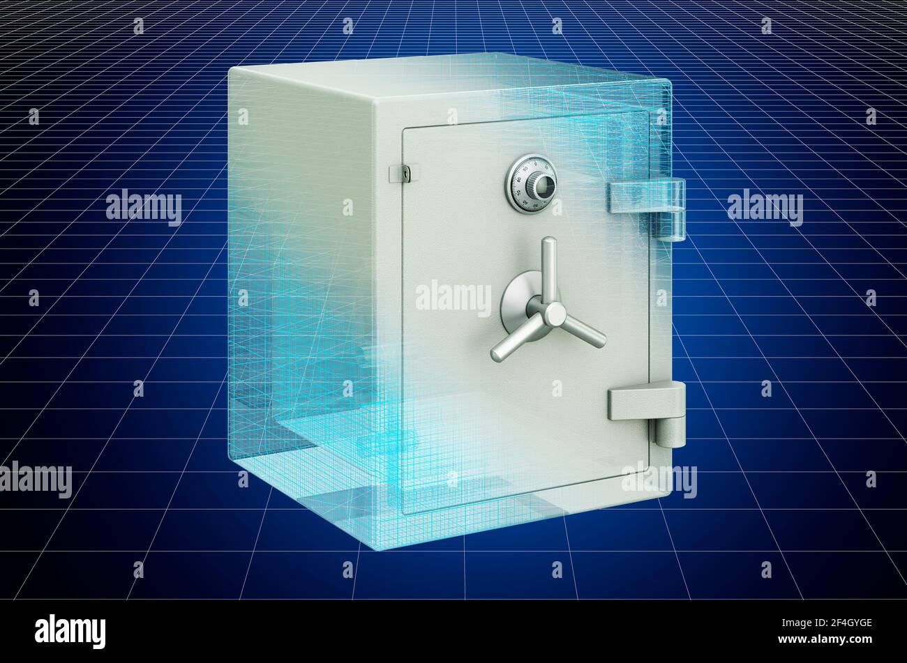Visualization 3d cad model of safe box combination, blueprint. 3D ...