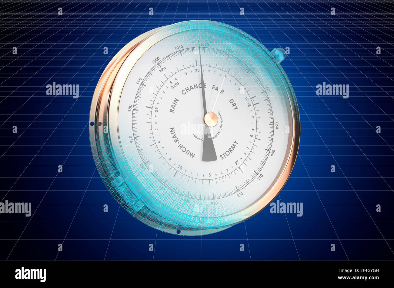 Visualization 3d cad model of mechanical barometer, blueprint. 3D ...