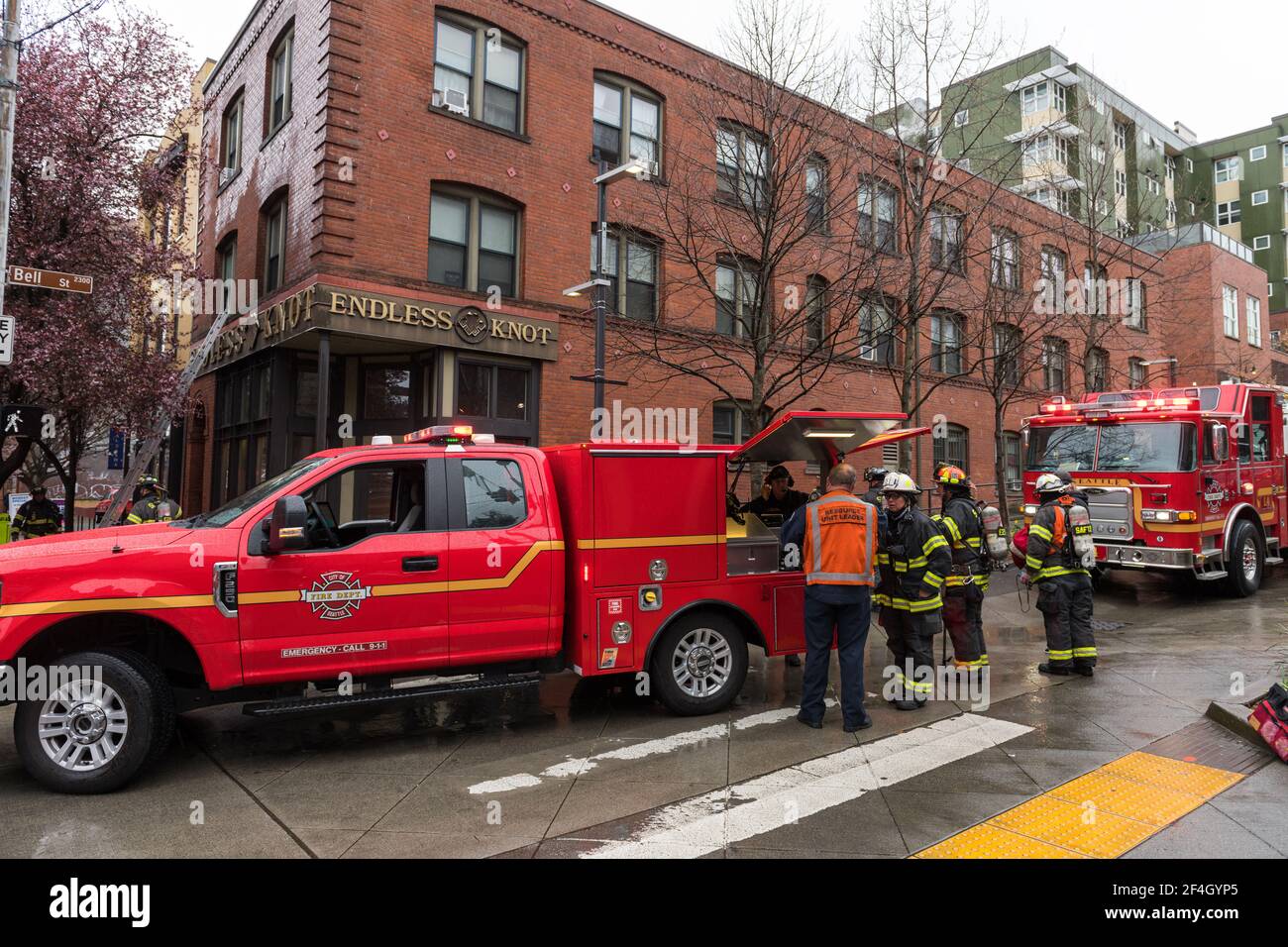 Seattle, USA. 21st Mar, 2021. Mid-day Seattle Fire Department responds ...