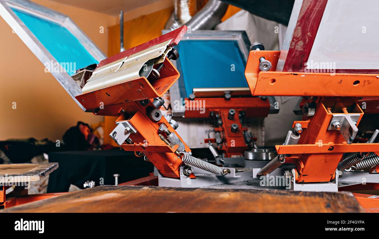 selective focus photo of print screening apparatus. serigraphy ...