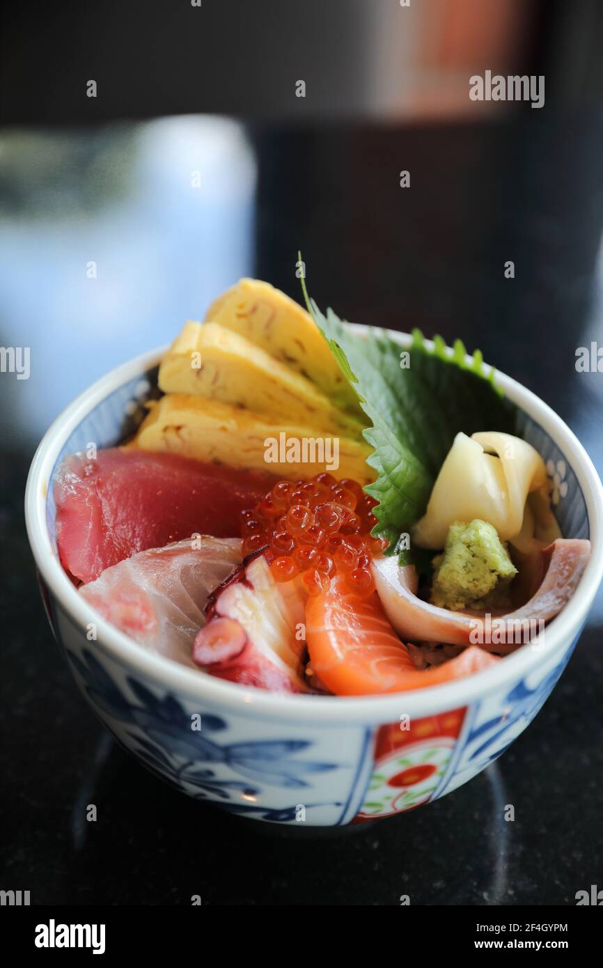 Kaisen don , seafood rice bowl Japanese food Stock Photo - Alamy