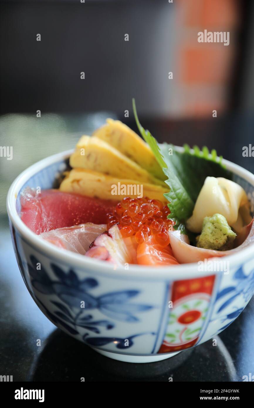 Kaisen don , seafood rice bowl Japanese food Stock Photo - Alamy