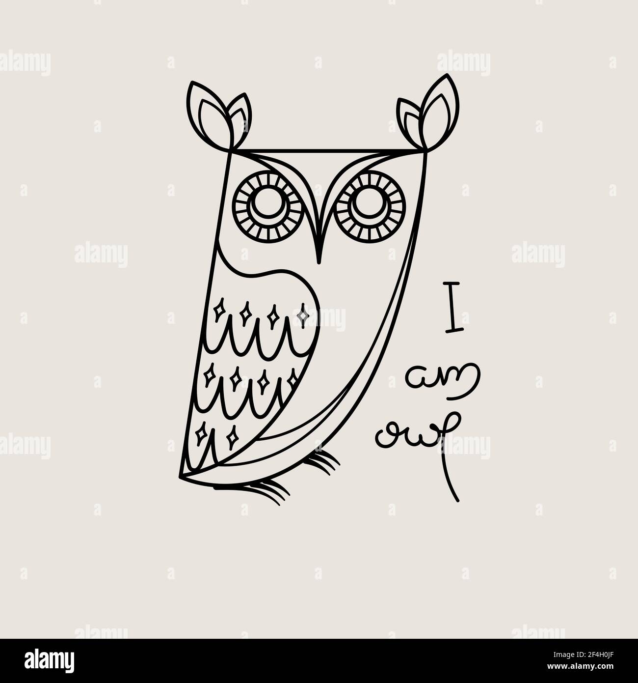 I am owl outline logo. Doodel isolated emblem design. Kids education ...