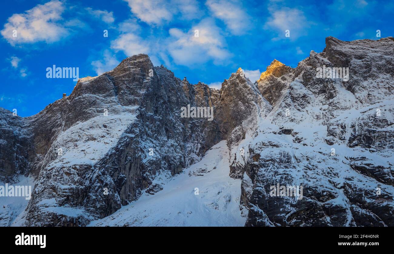 Early winter morning light on Trollveggen, or the Troll Wall, and the ...