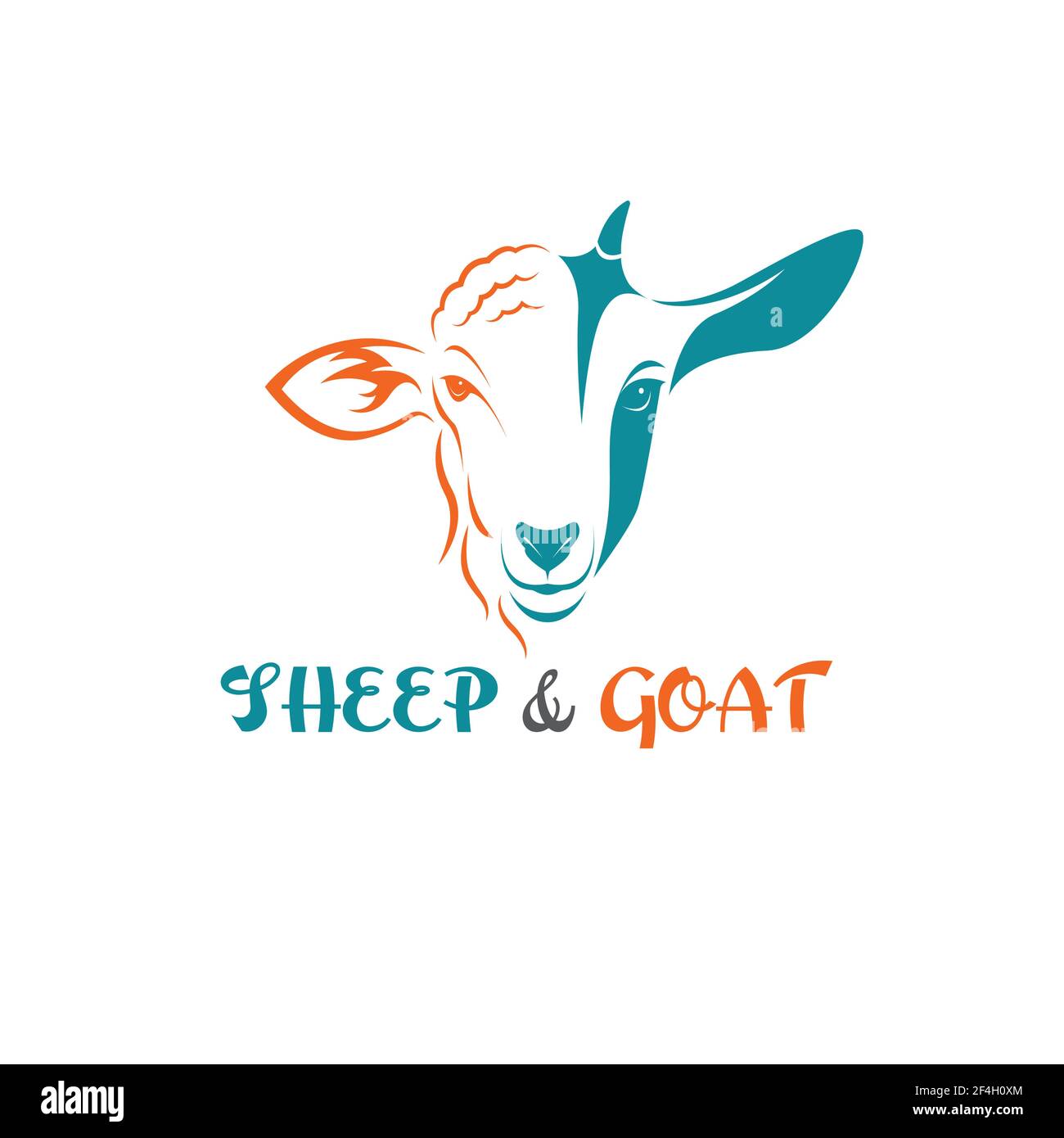 Vector of sheep face and goat face on a white background. Animals farm ...