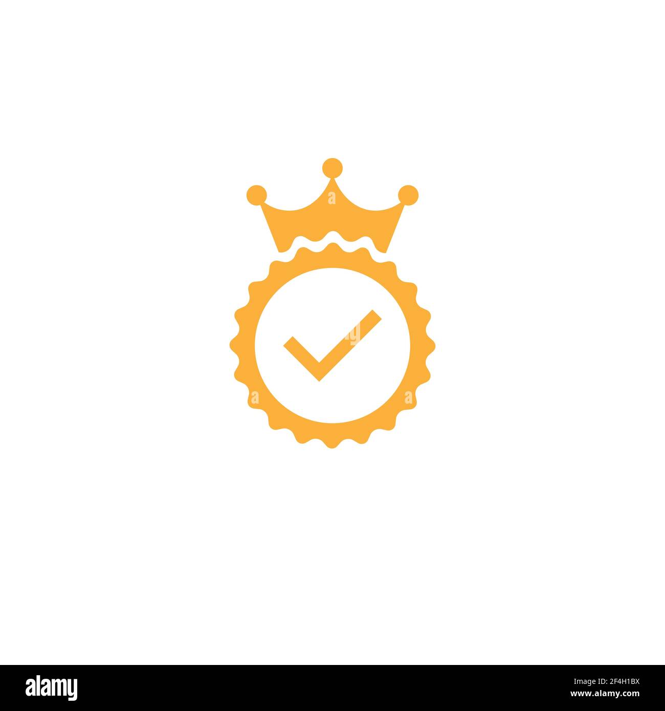 Valid Seal icon. Gold circle with royal crown and tick. Flat OK sticker ...