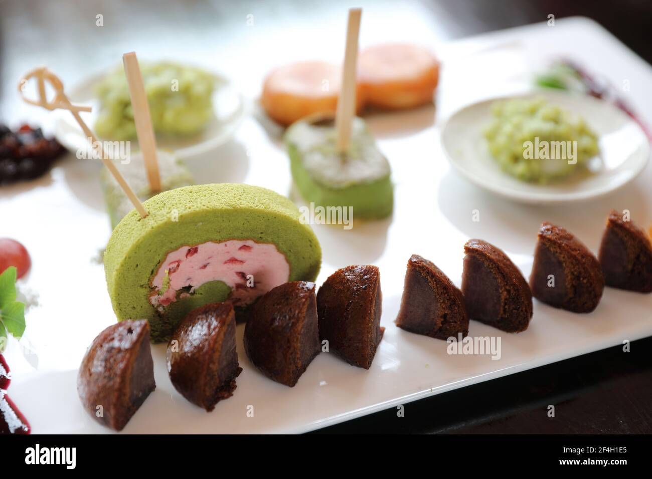 Japanese dessert mix on wood background Stock Photo - Alamy