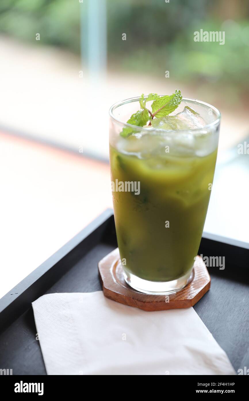 Iced Japanese green tea drink Stock Photo - Alamy