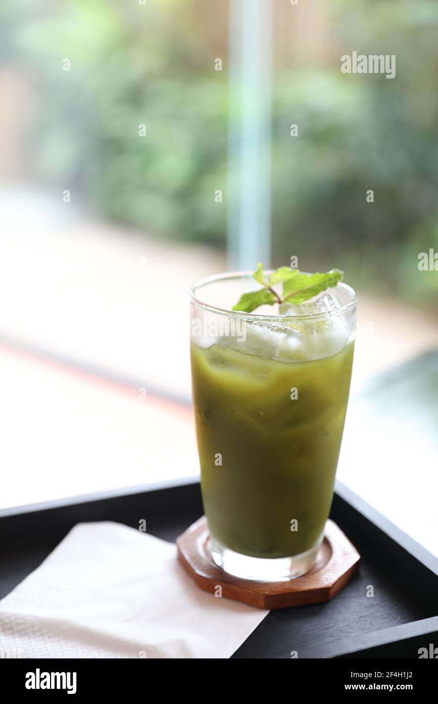 Iced Japanese green tea drink Stock Photo - Alamy