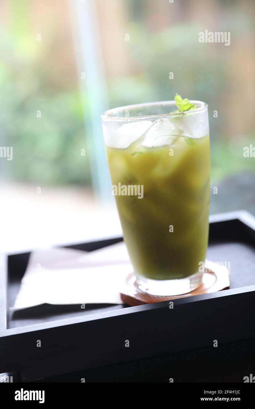 Iced Japanese green tea drink Stock Photo - Alamy