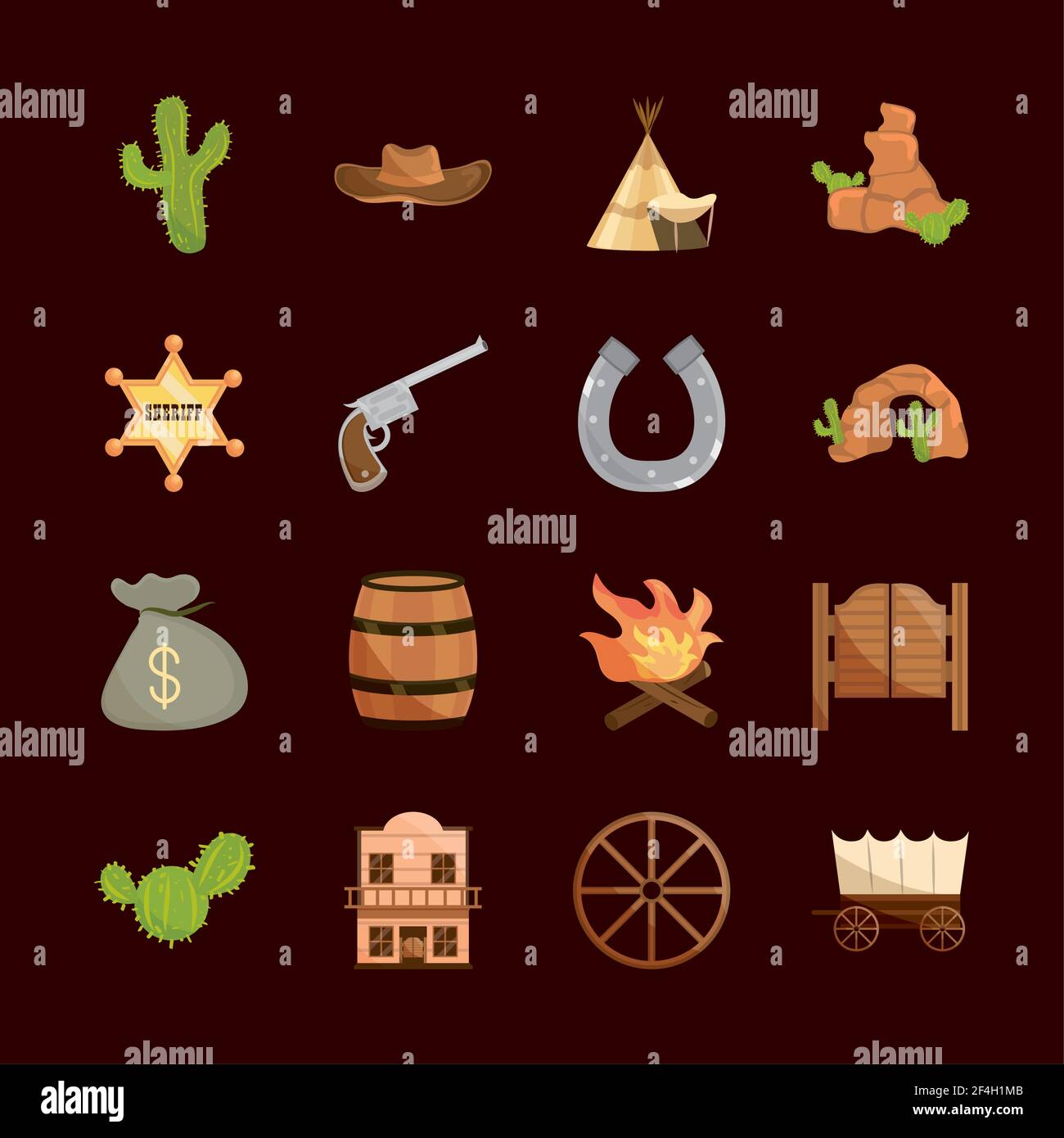 west hat gun cactus bonfire Stock Vector Image & Art - Alamy