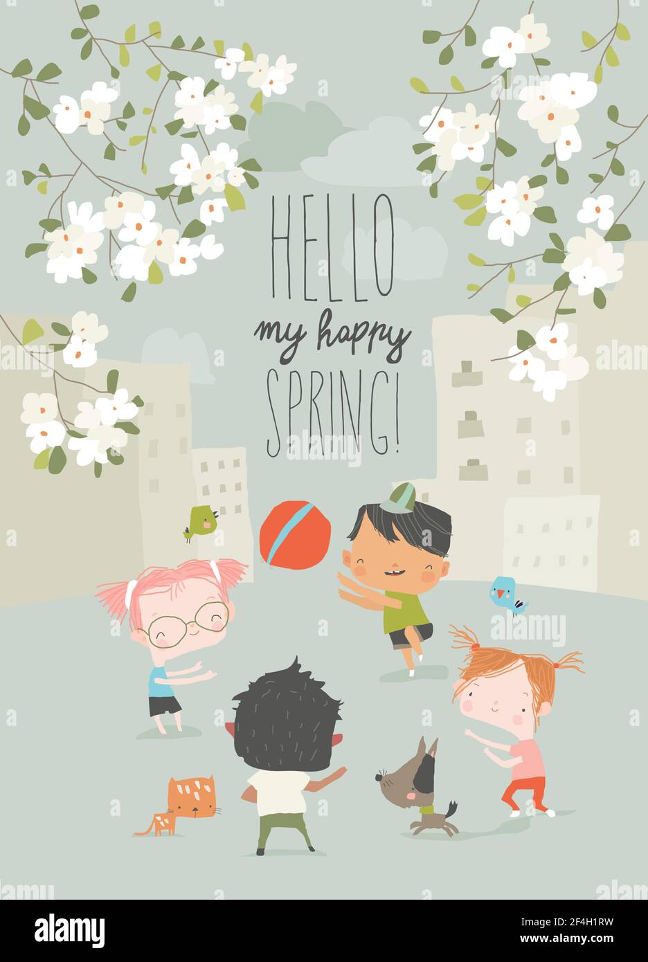 Child play ball backyard Stock Vector Images - Alamy