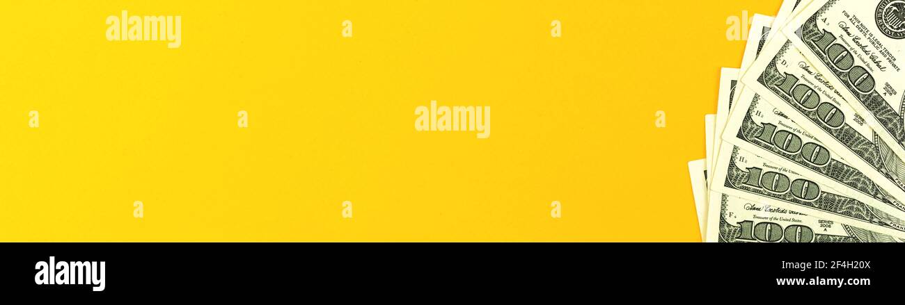 Wide web dollar banner with copy space, yellow background photo Stock ...