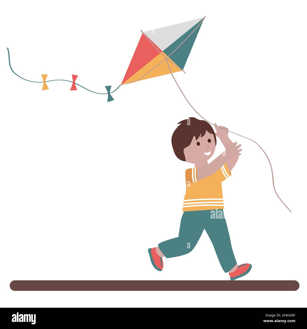 Cute small boy playing with kite and smiling Stock Vector Image & Art ...