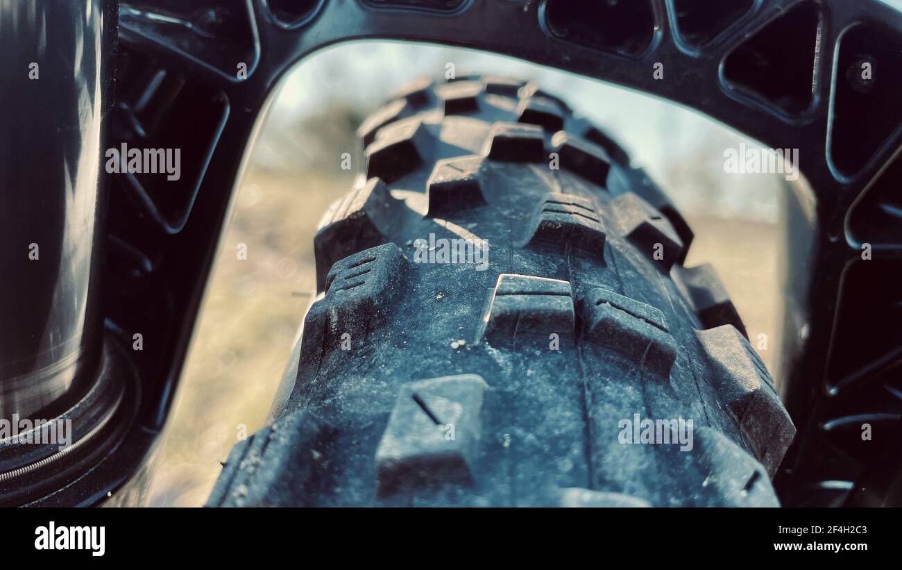 A closeup shot of a tire on the road Stock Photo - Alamy