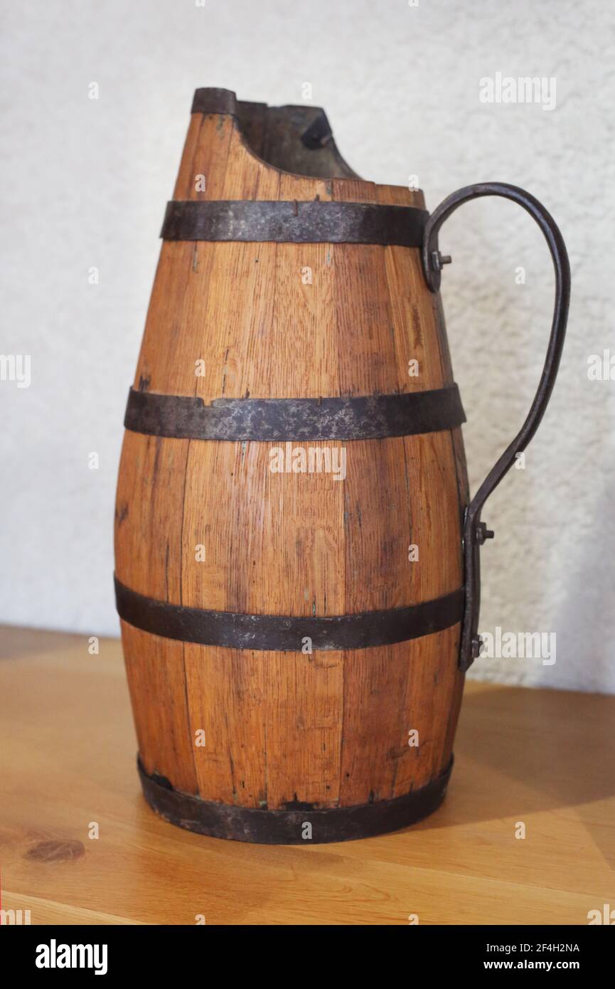 old wooden jug in a museum Stock Photo - Alamy