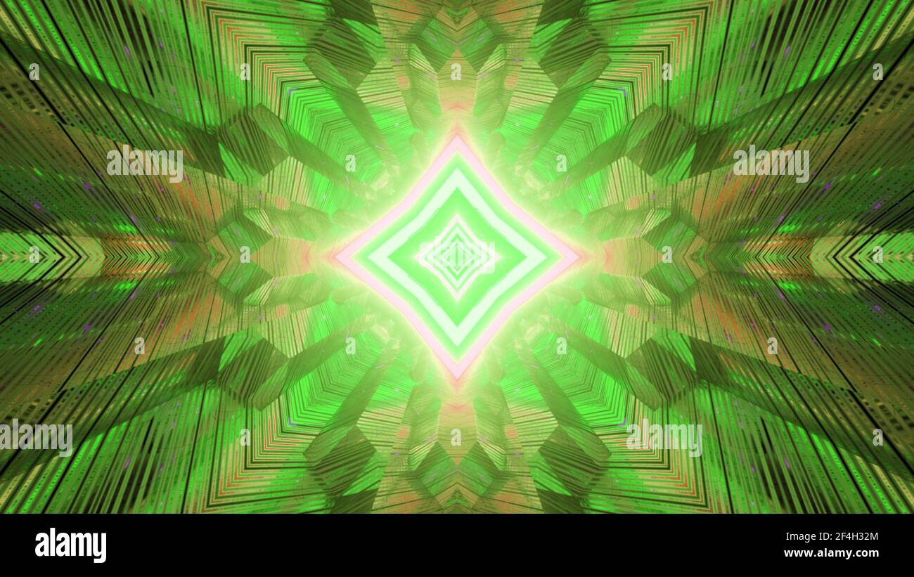 A 3D rendering of futuristic bright neon green fractal particles Stock ...