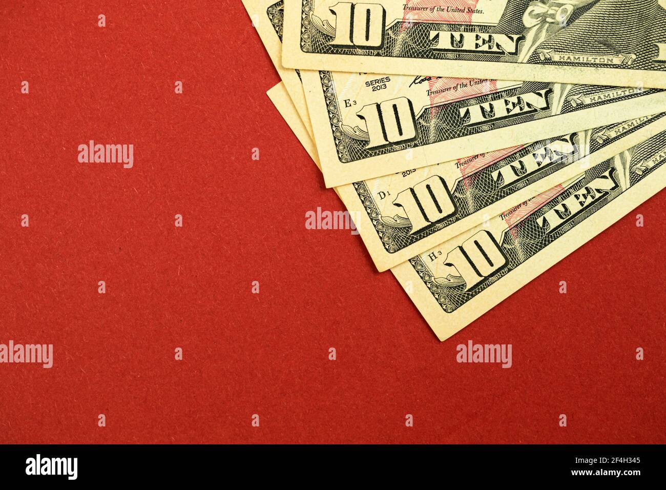 Ten dollar banknotes background, business concept of office desk, copy ...
