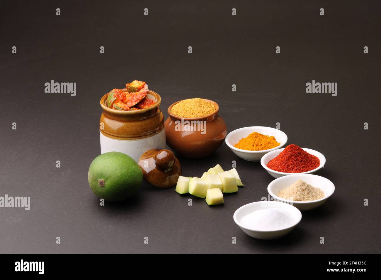 Homemade Mango Pickle or aam ka achar Kairi Loncha with Ingredients ...