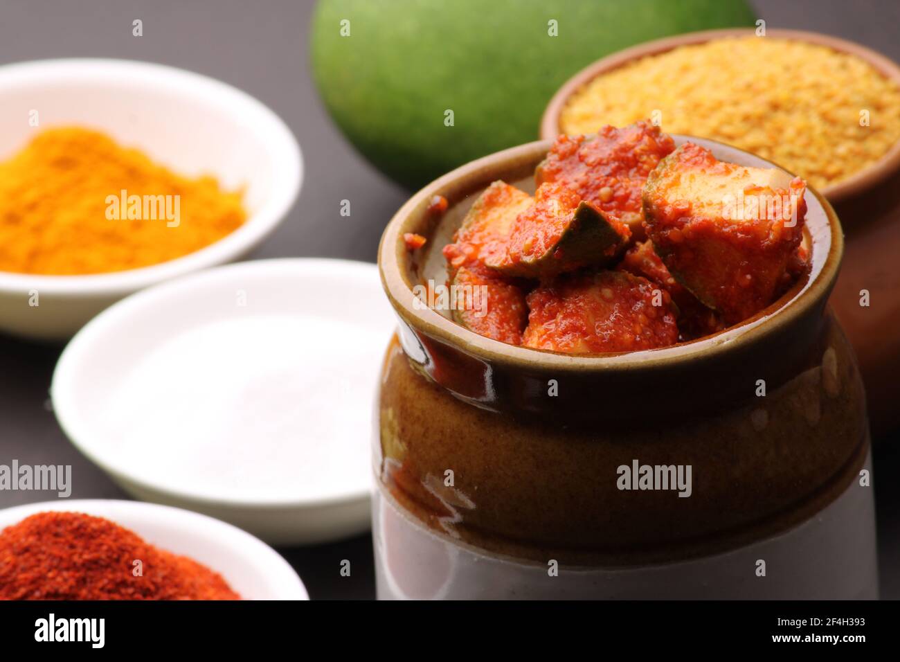Homemade Mango Pickle or aam ka achar Kairi Loncha with Ingredients ...