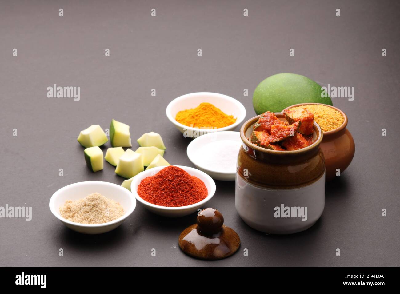 Homemade Mango Pickle or aam ka achar Kairi Loncha with Ingredients ...