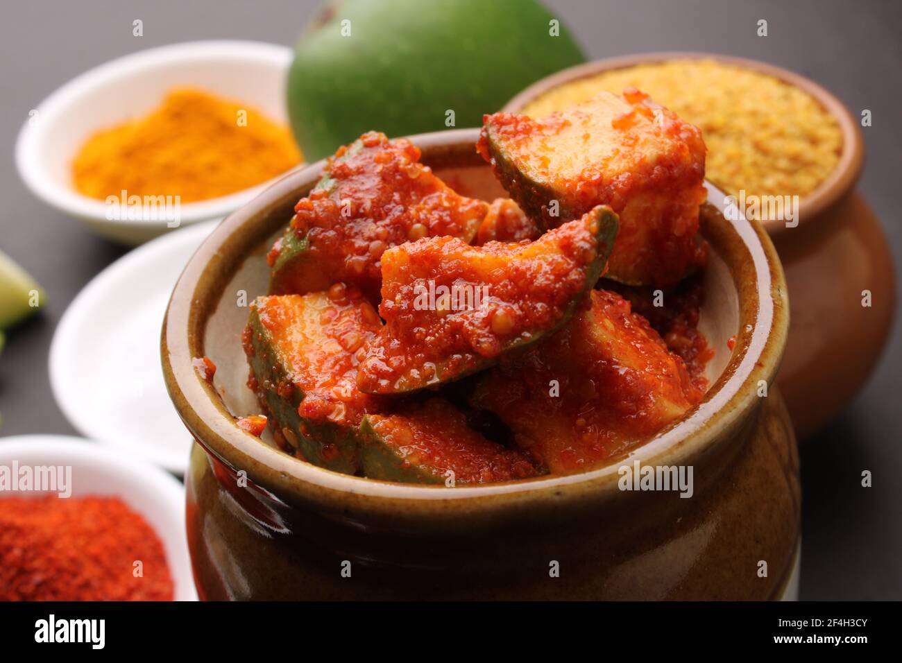 Homemade Mango Pickle or aam ka achar Kairi Loncha with Ingredients ...