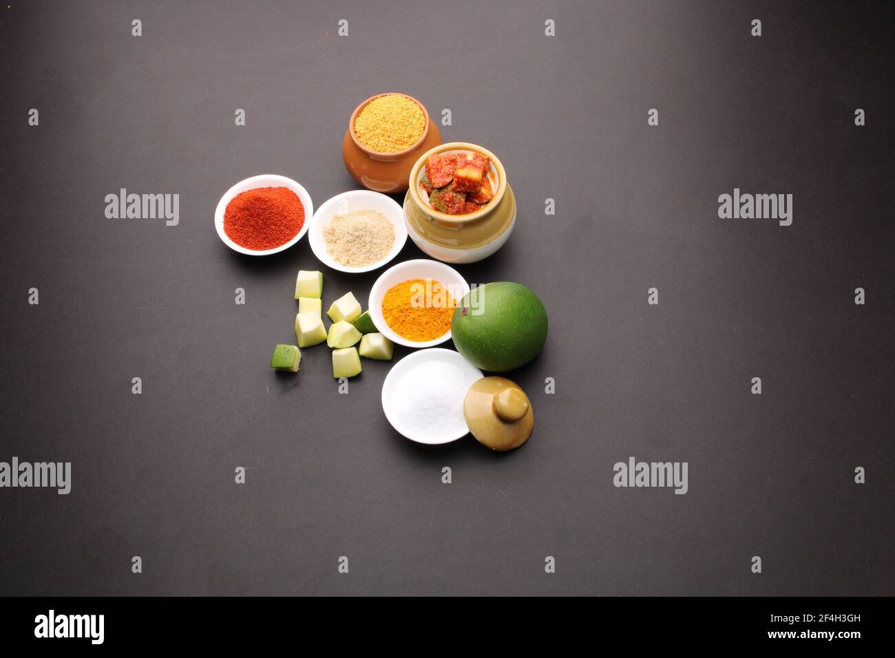 Homemade Mango Pickle or aam ka achar Kairi Loncha with Ingredients ...