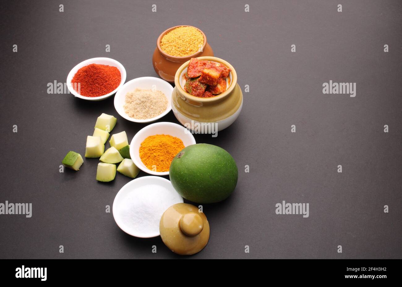 Homemade Mango Pickle or aam ka achar Kairi Loncha with Ingredients ...