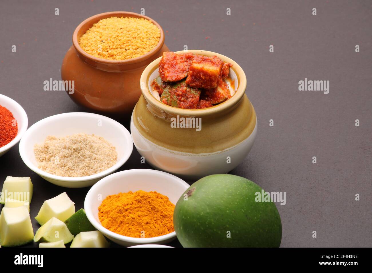 Homemade Mango Pickle or aam ka achar Kairi Loncha with Ingredients ...