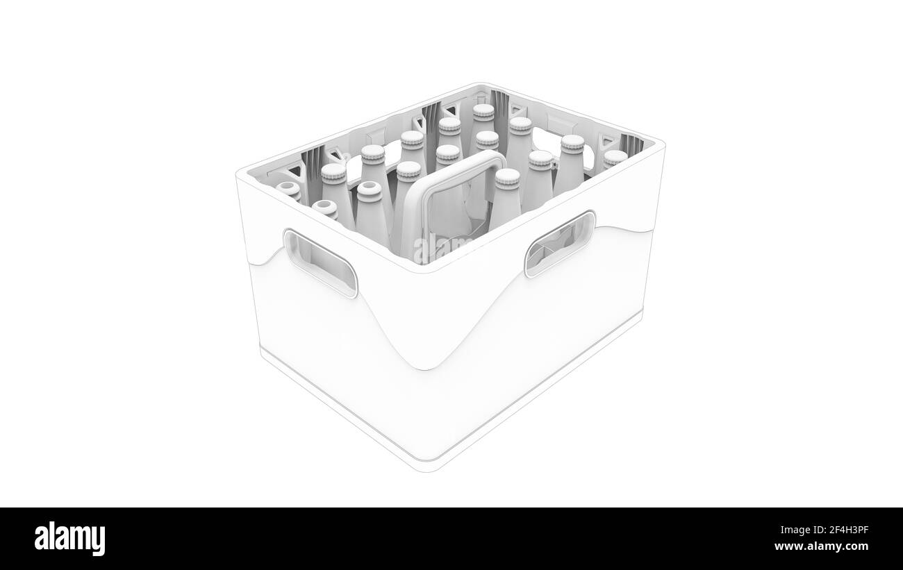 3D rendering of a crate of beer packaging mock up template isolated ...