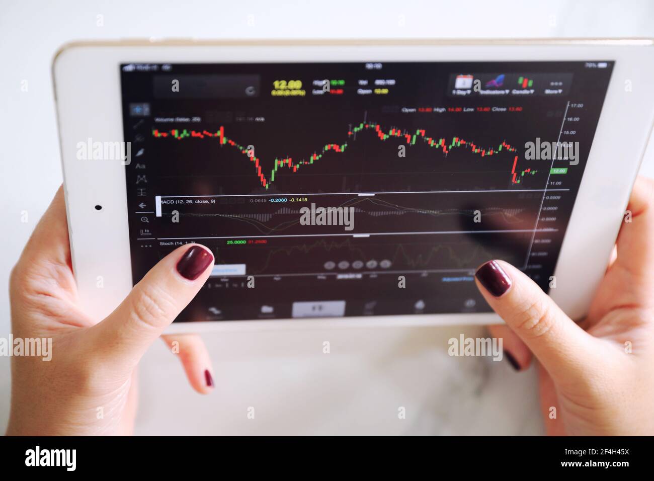 Digital tablet showing charts hi-res stock photography and images - Alamy