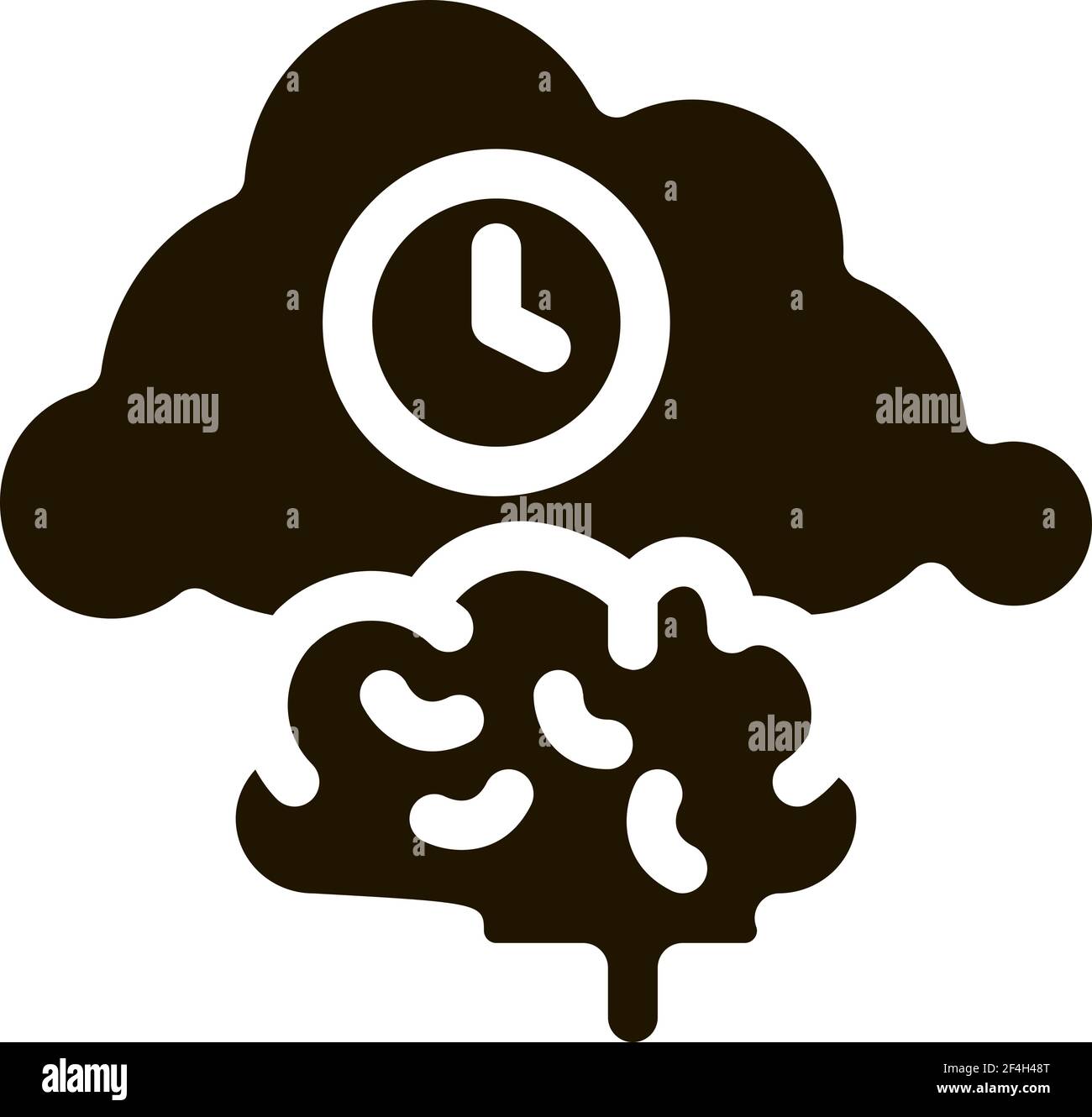 Brain Cloud Clock Icon Vector Glyph Illustration Stock Vector Image ...