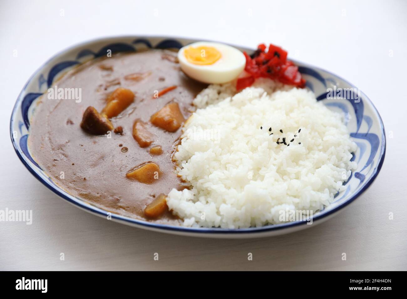 Curry rice with egg Japanese food Stock Photo - Alamy