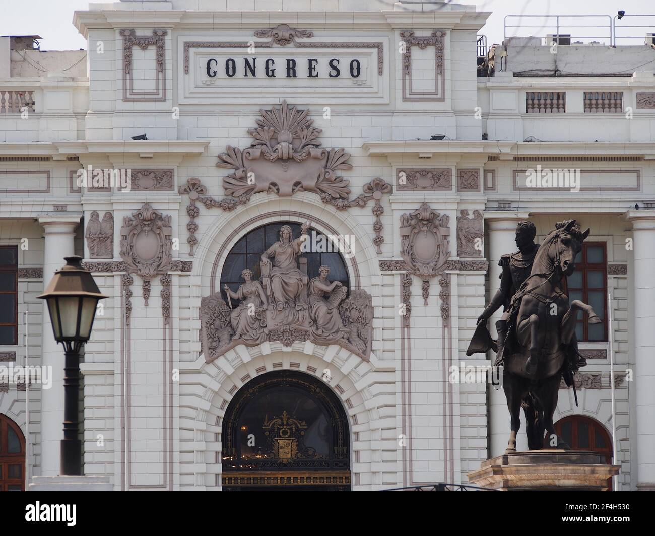 Peruvian Congress building facade front view. The general elections in ...