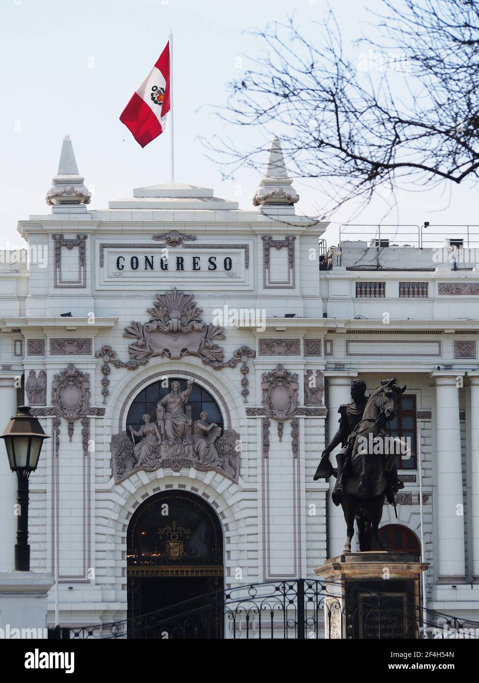 Peruvian Congress building facade front view. The general elections in ...