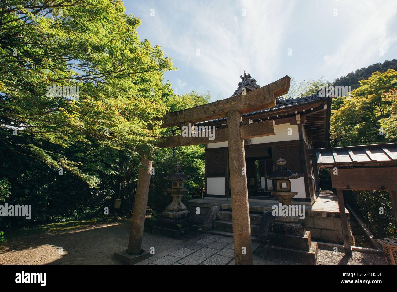 Japanese temple with japanese maple tree leaves in Kyoto vintage film ...