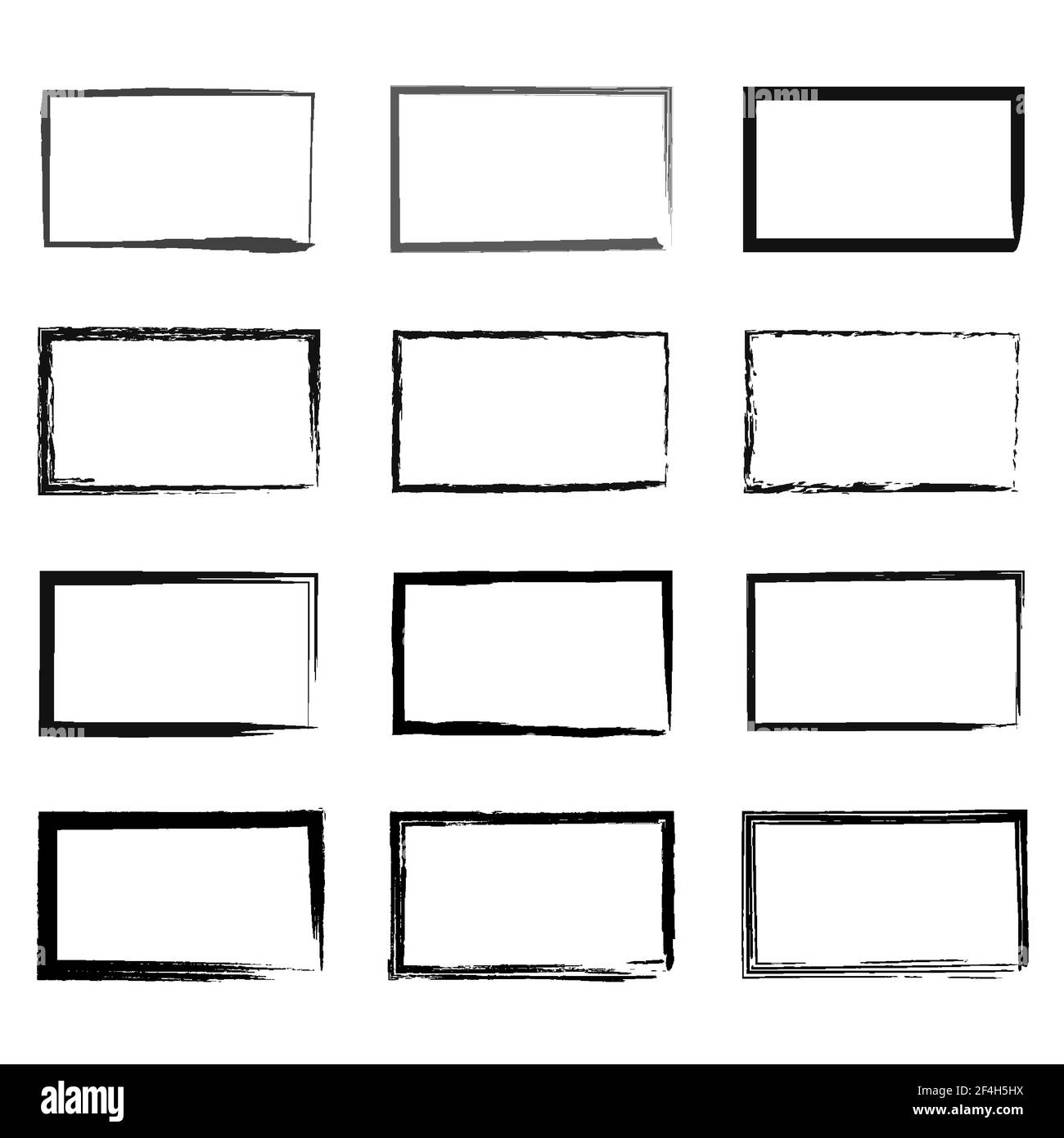 Grunge rectangular frame, blank frame. Set of hand drawn rectangle ...