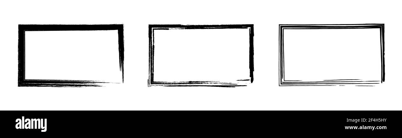 Grunge rectangular frame, blank frame. Set of hand drawn rectangle ...