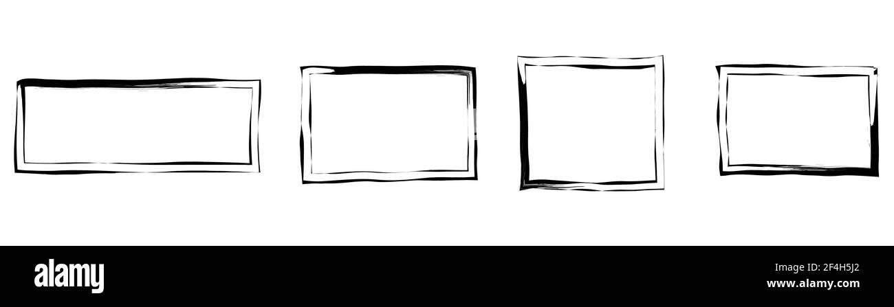Grunge rectangular frame, blank frame. Set of hand drawn rectangle ...