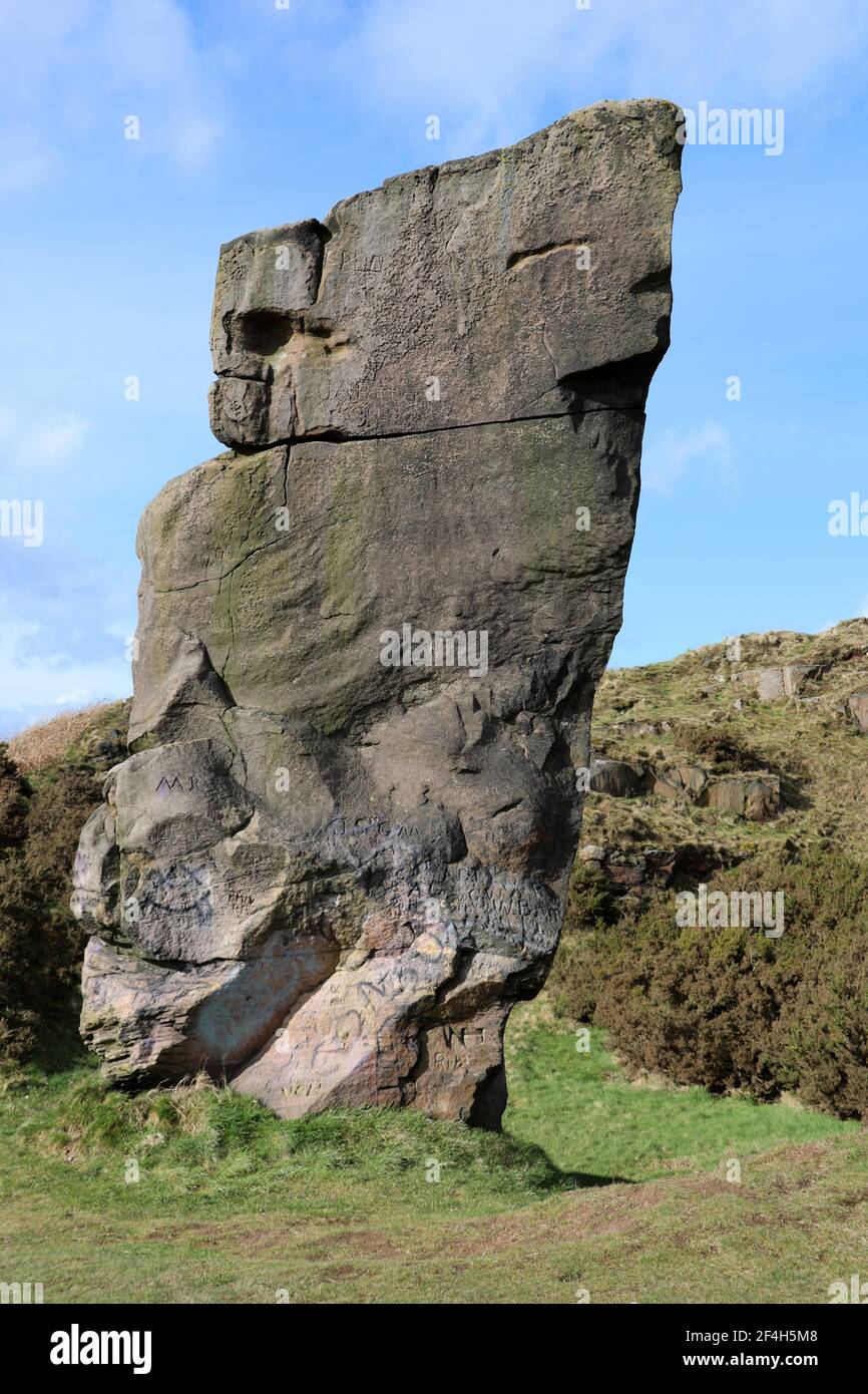 Alport Stone at the Derbyshire beauty spot of Alport Heights Stock ...
