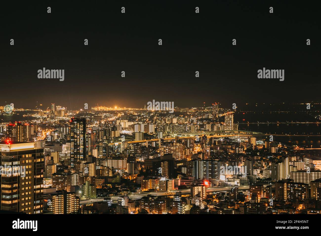 Osaka urban cityscape landscape background at twilight night Stock ...