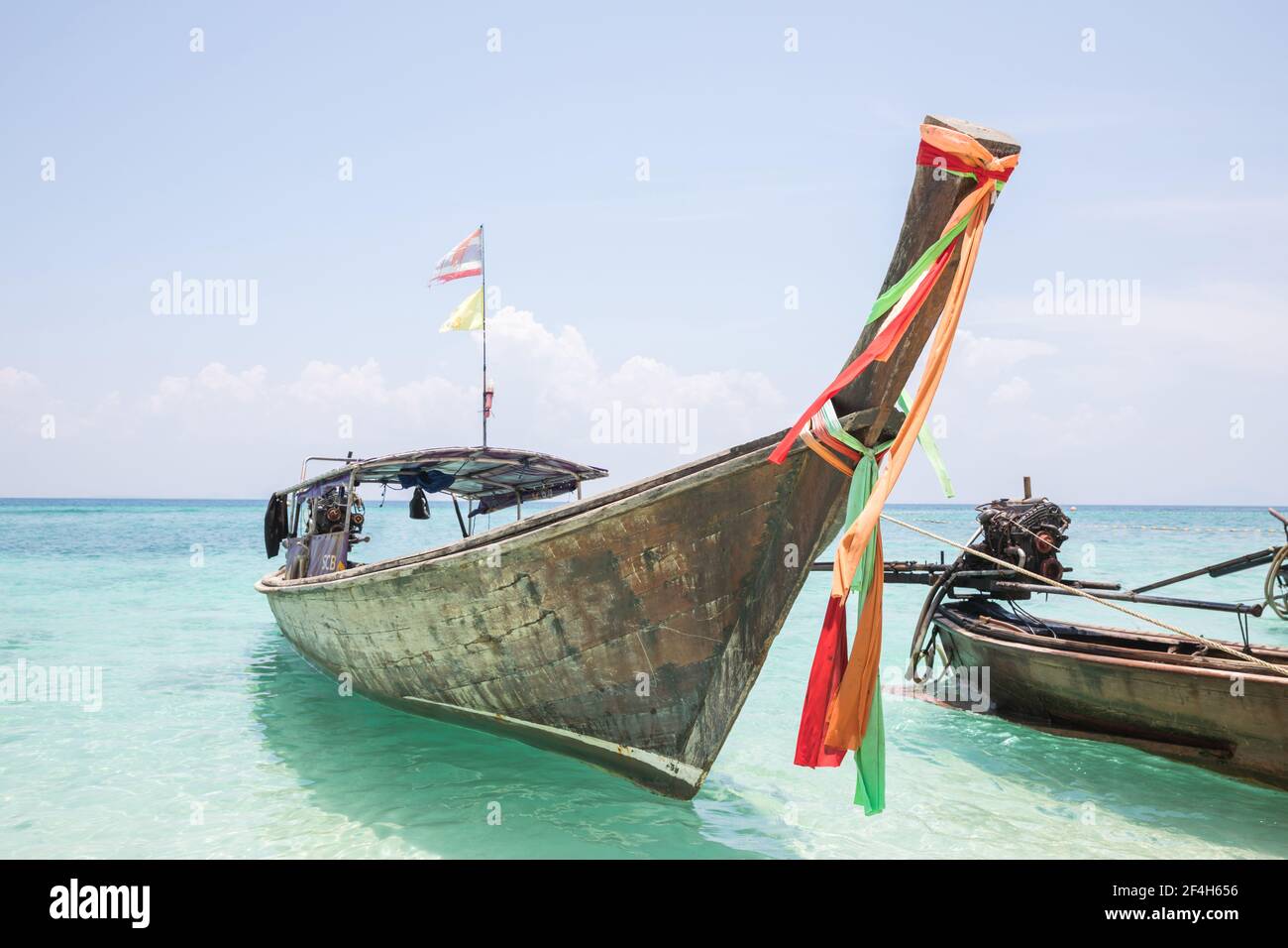 Sea with thai boat Stock Photo - Alamy