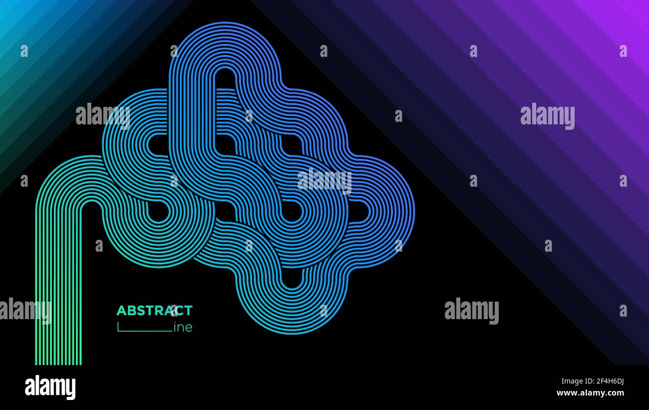 Abstract curved line stripes on dark background vector illustration ...