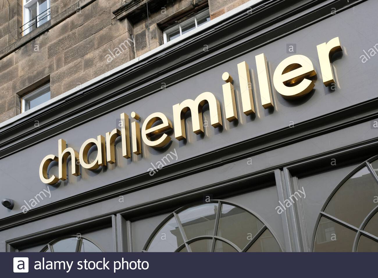 Charlie Miller sign, hairdressing salon, Edinburgh Scotland Stock Photo ...