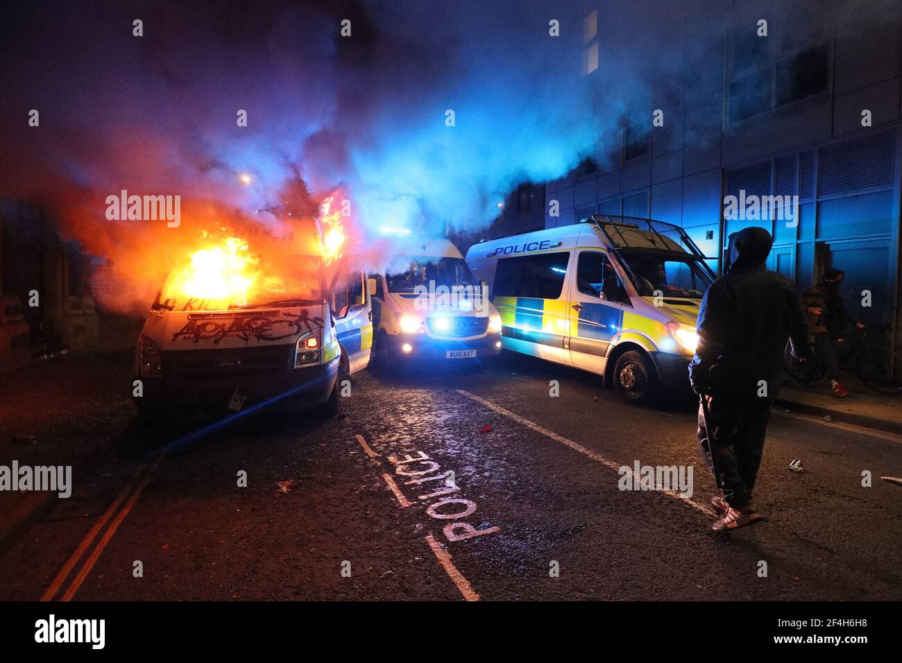 Vandalised Police Van High Resolution Stock Photography and Images - Alamy